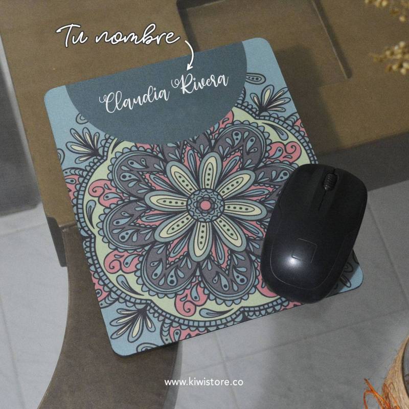 Mouse pad personalizado diseño mandala verde